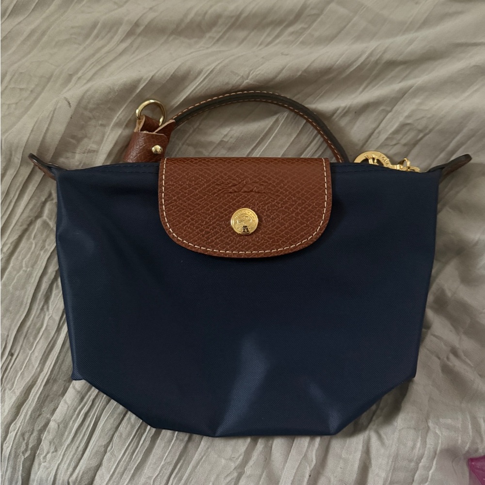 Longchamp Le Pliage Mini Navy And Brown Women's Handb… - Gem